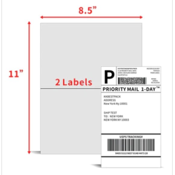 KKBestPack | Office | 0 Sheets Shipping Labels Selfadhesive 2 Labels Per Sheet No More Tape ...